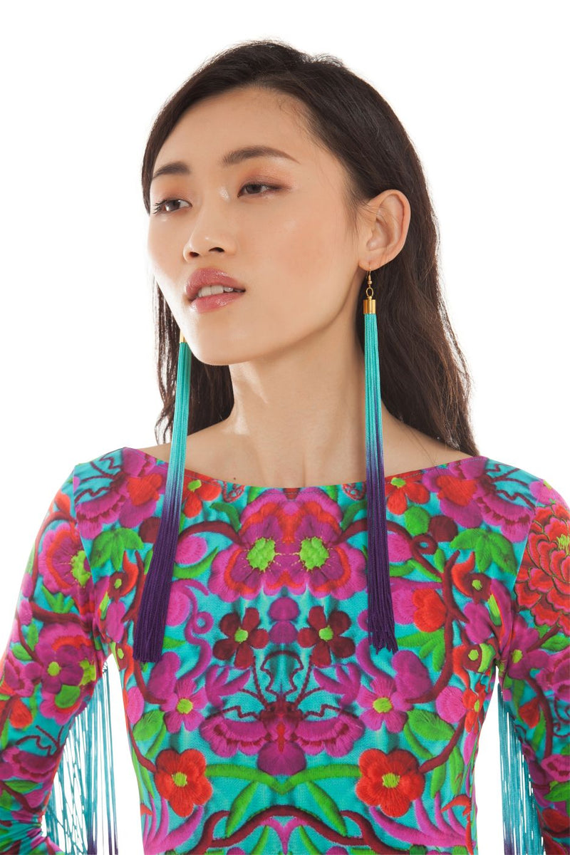 Blue Dip Dye Tassel Earrings – L•O•M